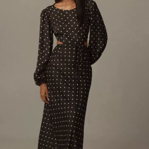 Astr | Dresses | New Astr The Label Polka Dot Quinn Cutout Midi Dress ...